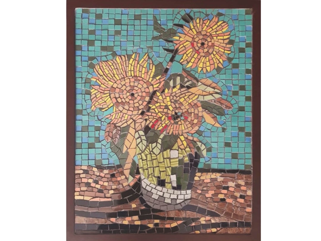 Van Gogh Sunflowers in Ceramic Tile Mosaic - Etsy