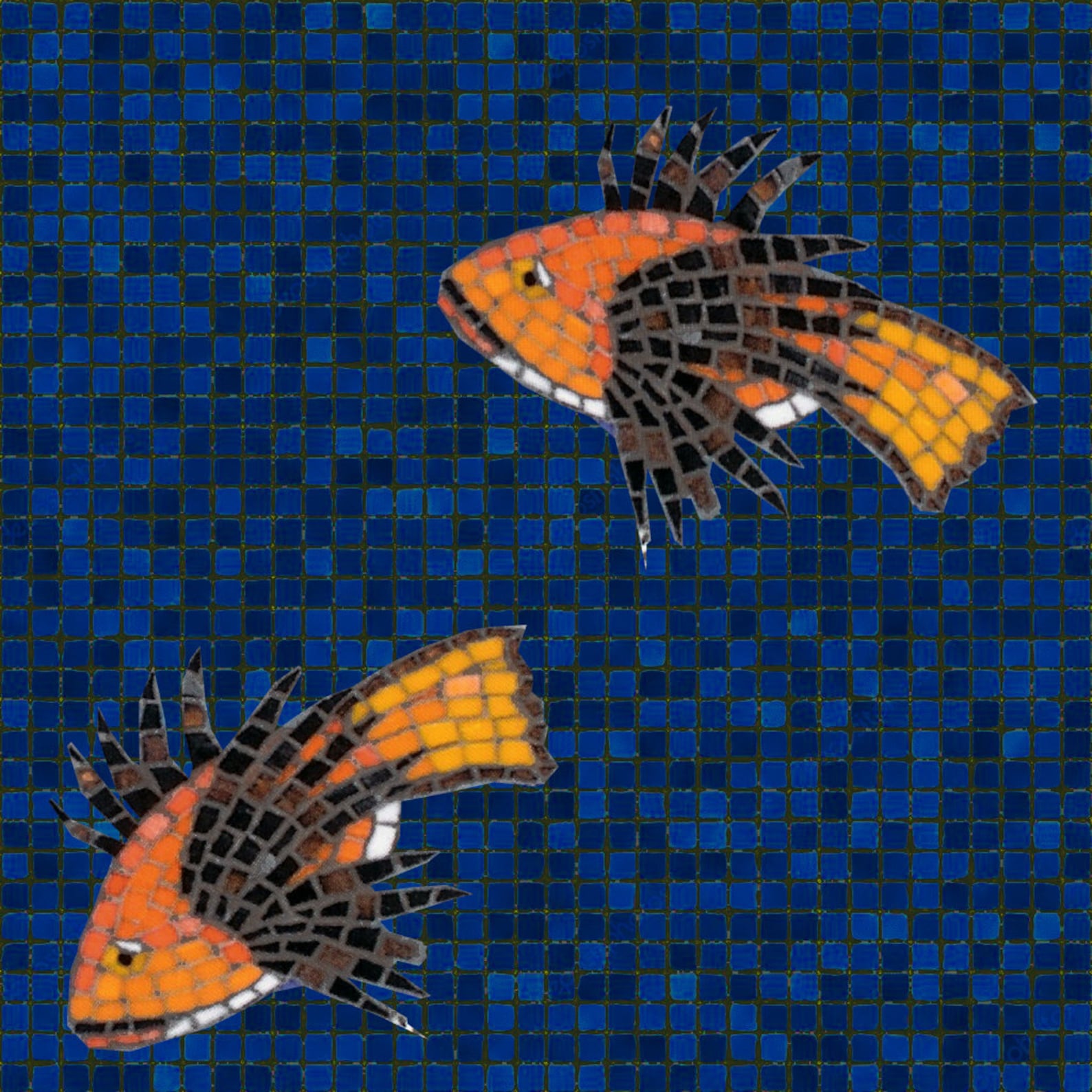 Pool Tiger Fish Mosaic in Customizable Colors for Pool Install - Etsy