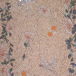 Mosaic Tile Pathway With Birds and Flowery Border for Install in Floor ...