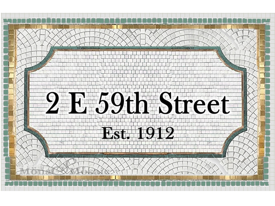 Mosaic Address Entry Floor Lettering in Vintage French Frame Style Mosaic Custom Size and Color ...