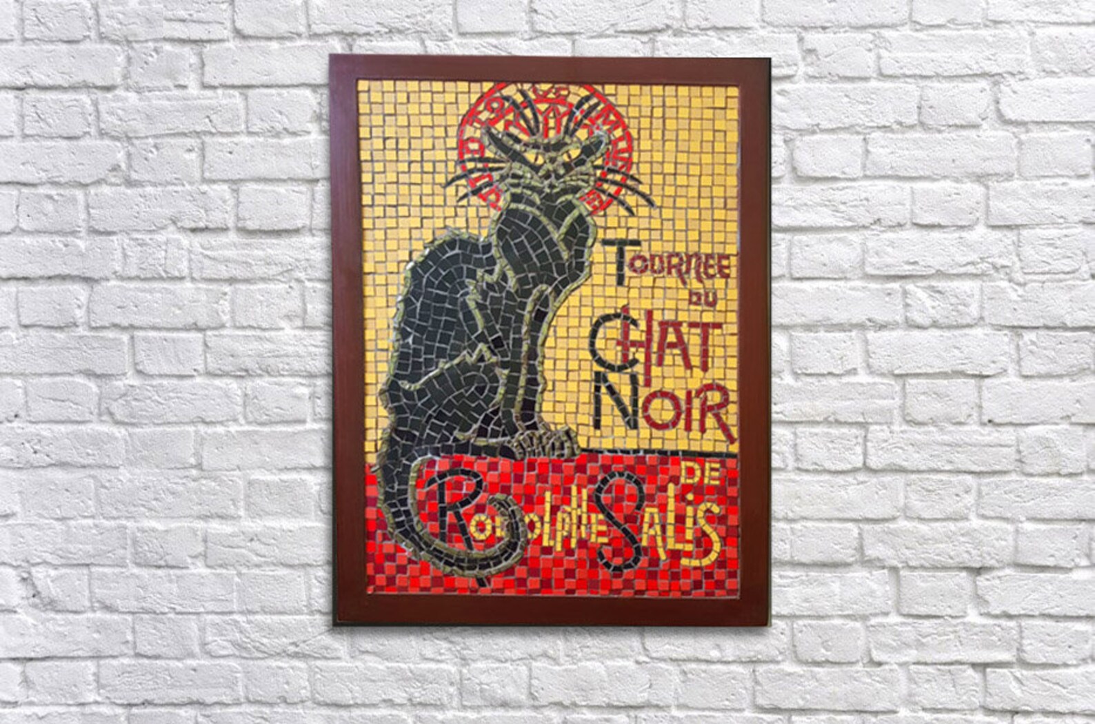 Original Wood Framed Le Chat Noir in Handmade Mosaic Art - Etsy