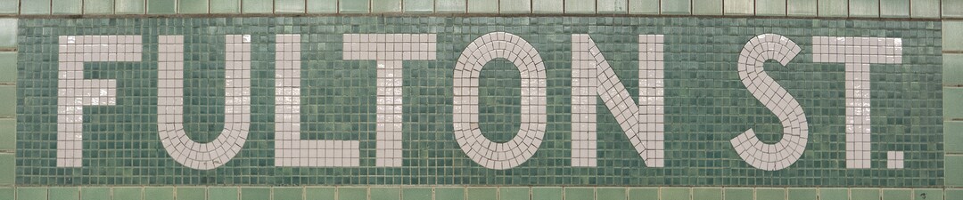 Fulton St Sign in Hand Cut Mosaic Tile for Mosaic Install on Mesh as ...
