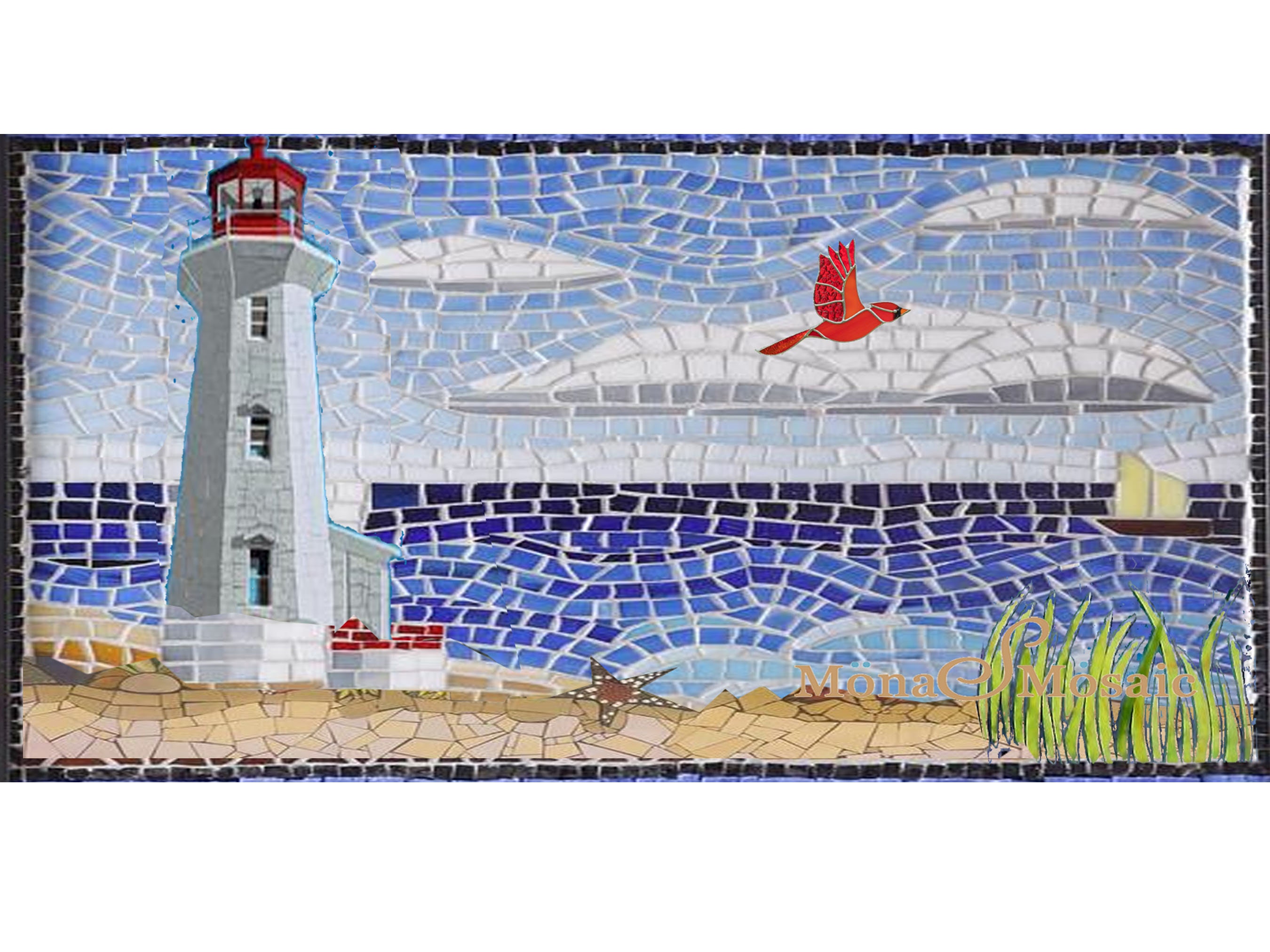 Cape Cod Lighthouse Mosaic, Mosaic Kitchen Backsplash, Custom Mosaic ...