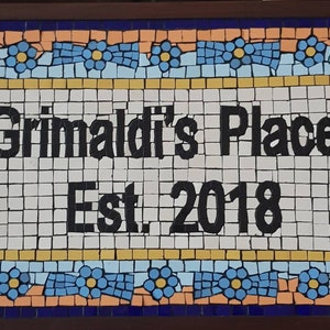 Name Sign in Mexican Design Azul Mosaic Style Home Numbers Handmade - Etsy