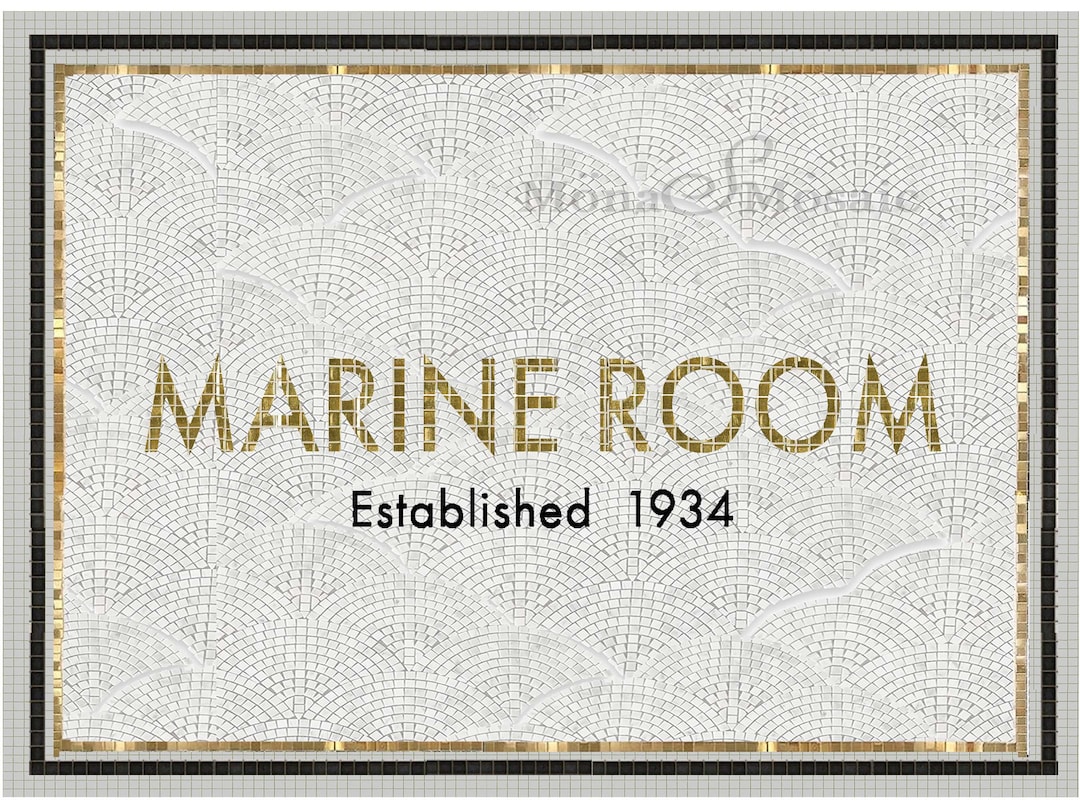 Business Logo Gold Mosaic Lettering Tile Address for Floor, Custom ...