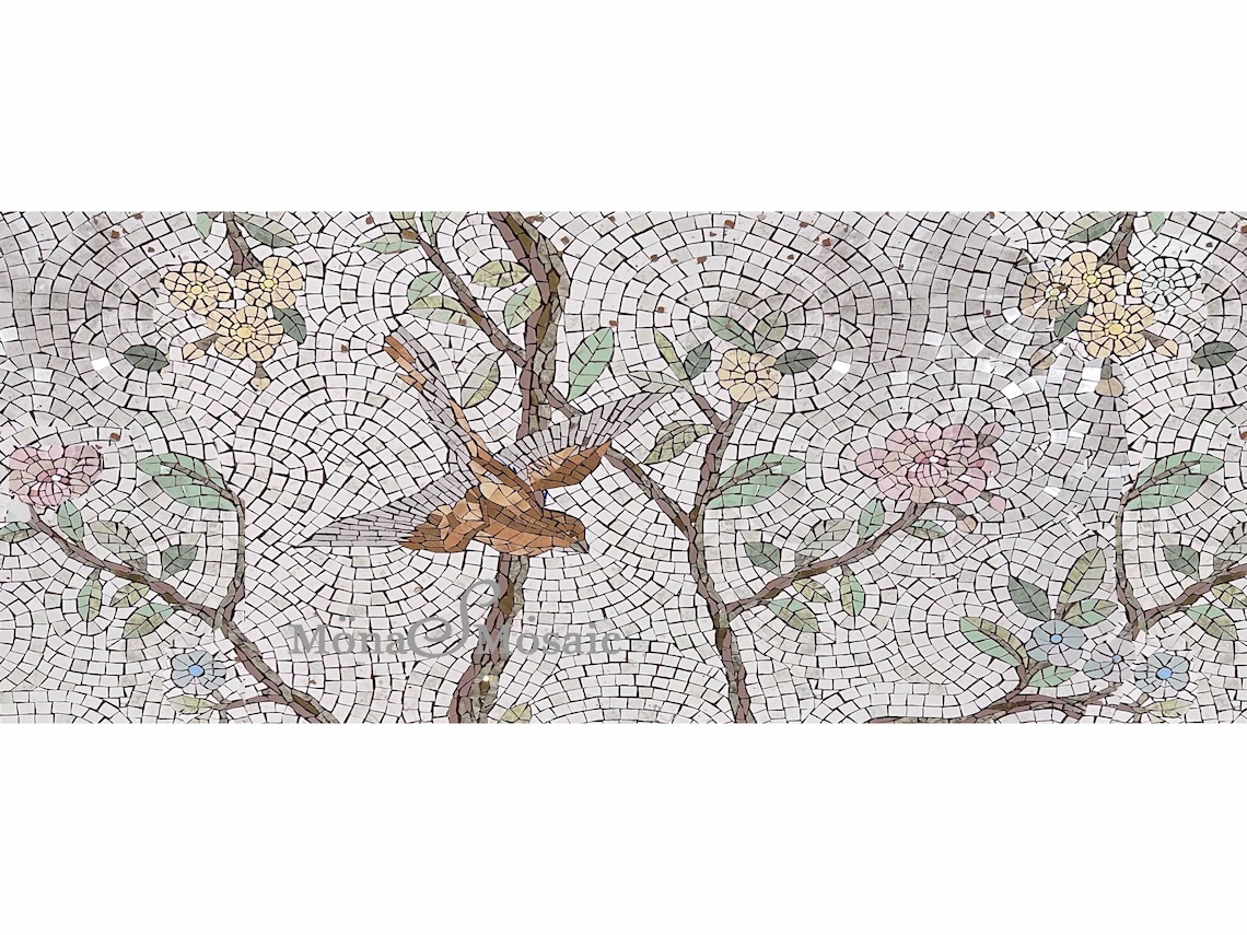 Mosaic Tile Swallow Bird Kitchen Backsplash With Bird Mosaic Pink and ...