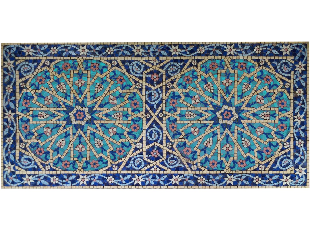 Oriental Turquoise Mosaic, Large Bathroom Floor Mosaic Install, Mosaic ...