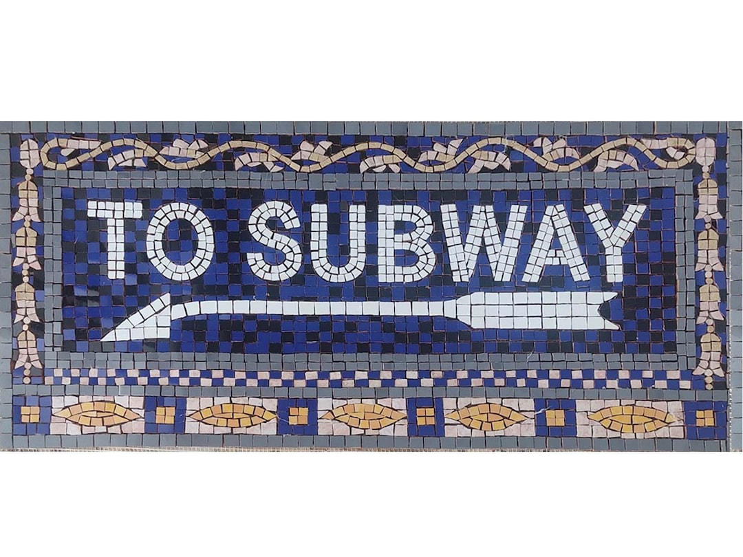 NYC Subway Style Tile Mosaic Saying to Subway With Paisley Border ...