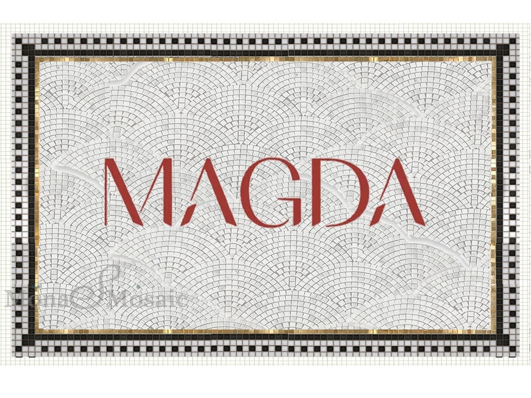 Custom Mosaic With Gold Tile Border, Handmade Tile Mosaic, Mosaic Home ...