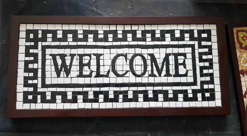 Mosaic Tile Home Sign, Personalized Name Sign, Mosaic Address Plaque ...
