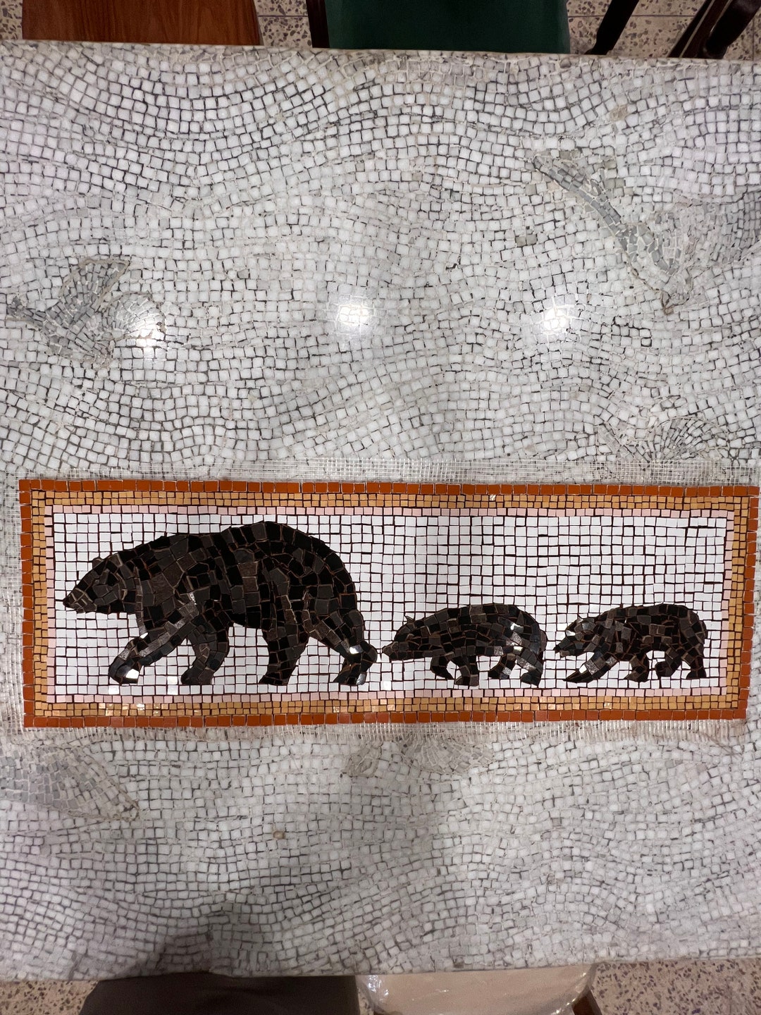 Mosaic Kitchen Backsplash With Mama Bear and Cubs in Hand Cut Hand ...