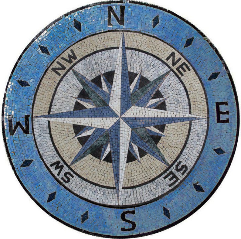 Compass Mosaic Art in Handcrafted Tile for Install in Floor or - Etsy