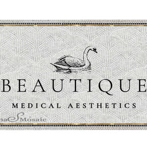 Business Logo Custom Mosaic Tile Floor With Swan Mosaic Logo, Mosaic ...