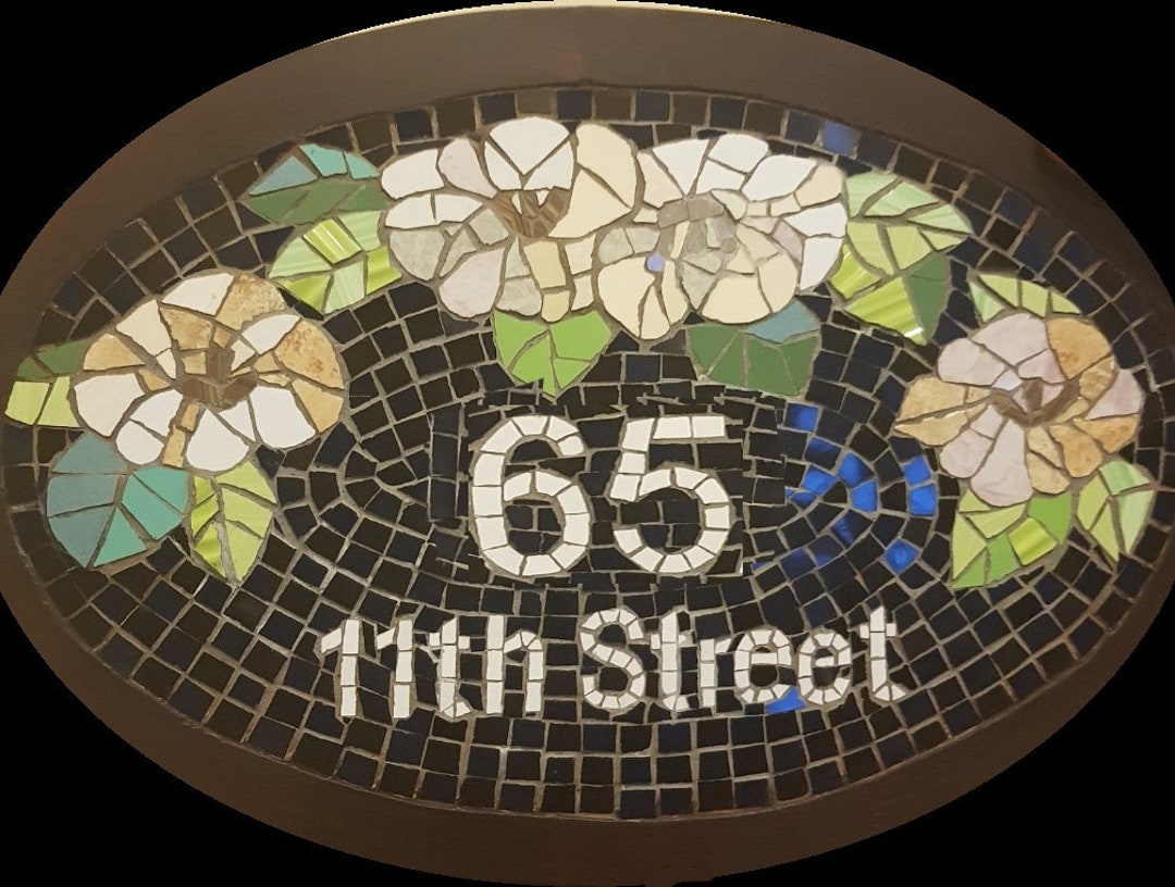 Custom Mosaic Home Address Plaque, Mosaic Number Sign, Mosaic Name Sign ...
