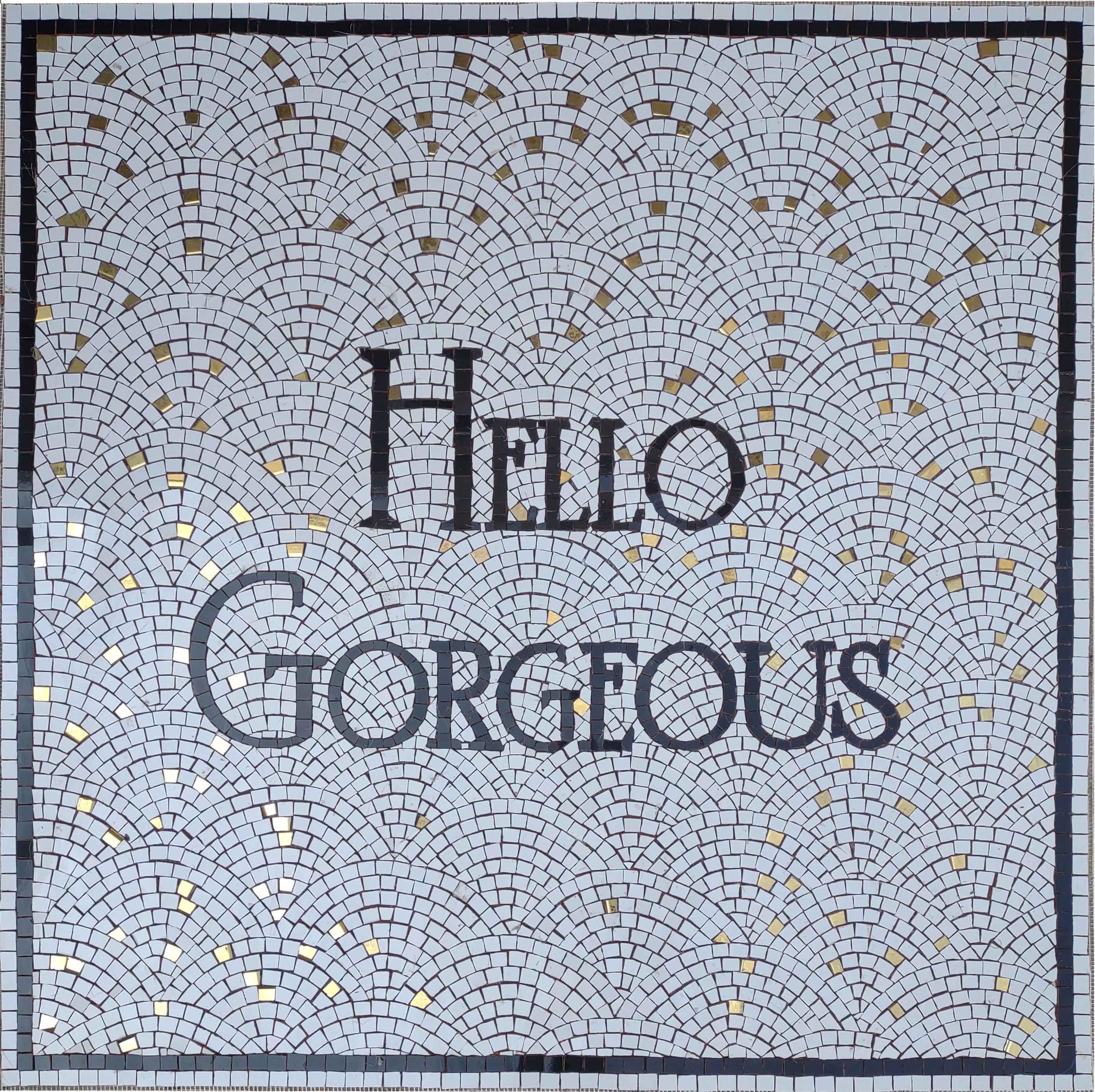 Custom Mosaic With Gold Tile "hello Gorgeous" Handmade Tile Mosaic ...
