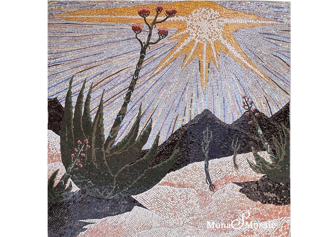 Cactus in Mexico Mosaic Mural Mosaic Art Mural in Handcut Tile Design ...