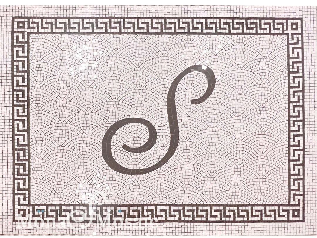 Mosaic Monogram Tile Floor, Greek Mosaic Border Floor Tile Mosaic, Made ...