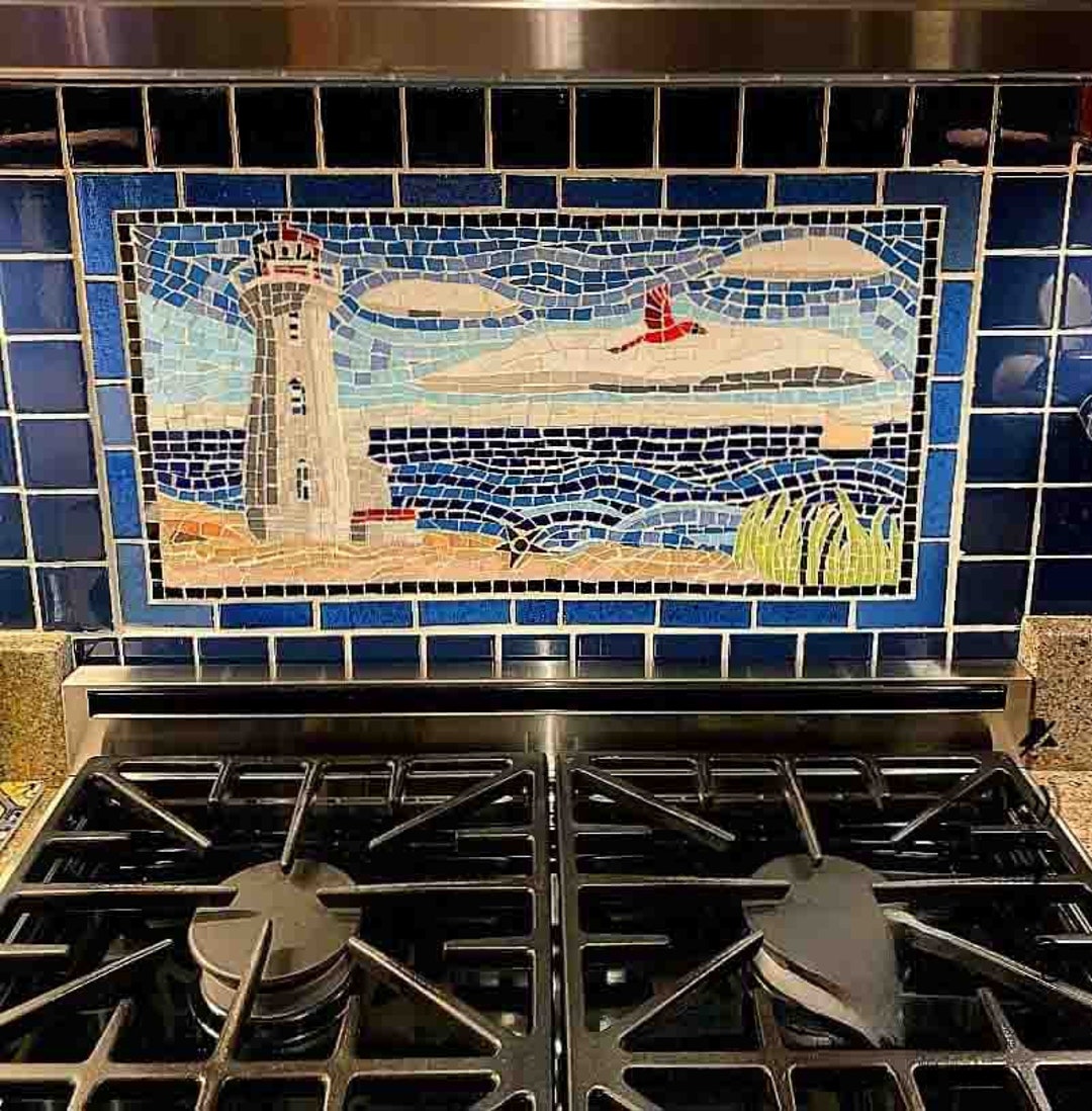 Cape Cod Lighthouse Mosaic, Mosaic Kitchen Backsplash, Custom Mosaic ...