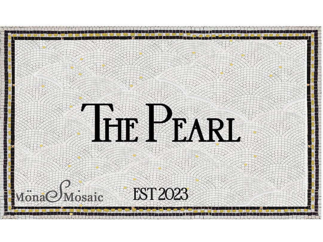 Floor Mosaic Business Title Logo in Hand Cut Tile on Mesh for Install ...