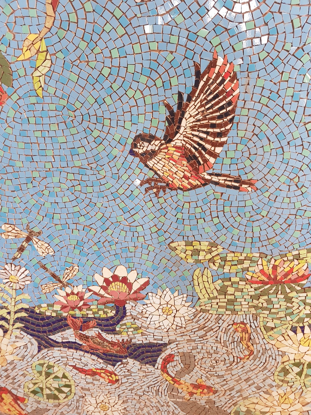 Duck Pond Nature Mosaic, Moonlight Pond Mosaic Art, Mural Mosaic Art ...