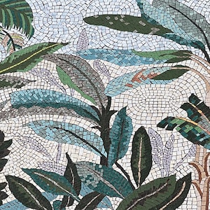 Tropical Jungle Tile Mosaic Wall Install, Flamingoes Tile Mosaic ...