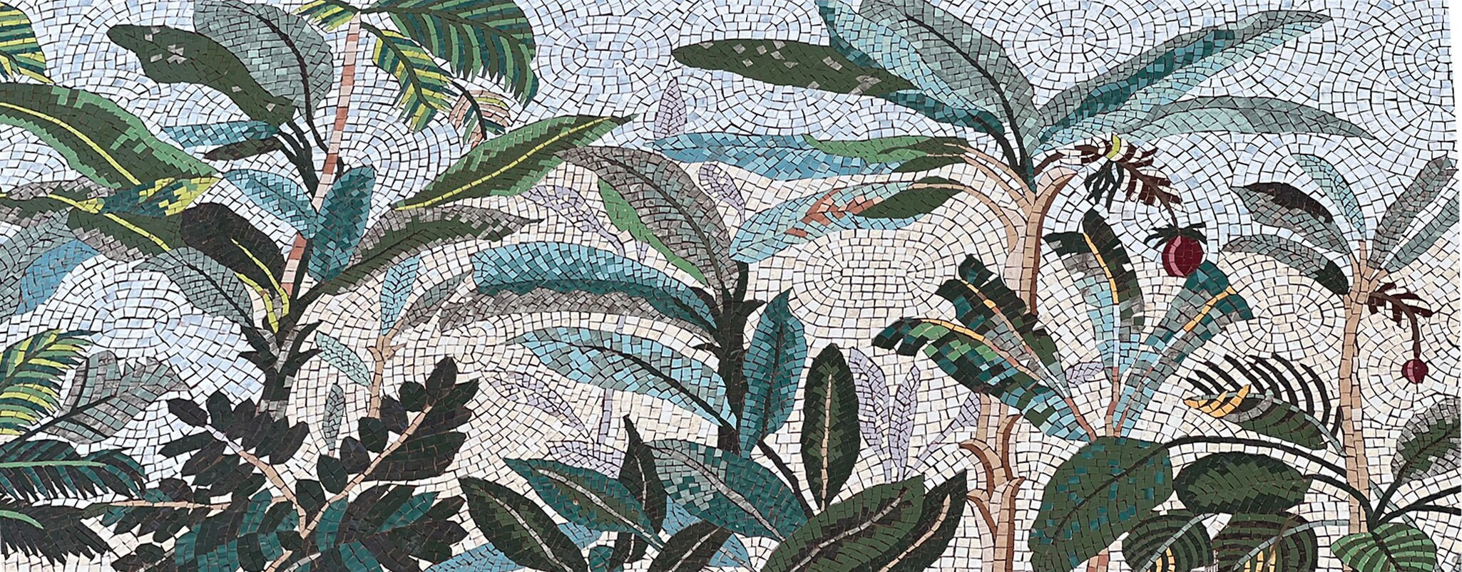 Tropical Jungle Tile Mosaic Wall Install, Flamingoes Tile Mosaic ...