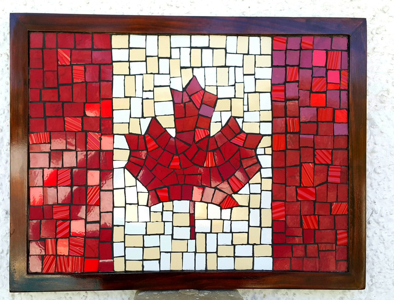 Textured Tiled Mosaic Wall Art Mural of Canada Maple Leaf Flag | Etsy