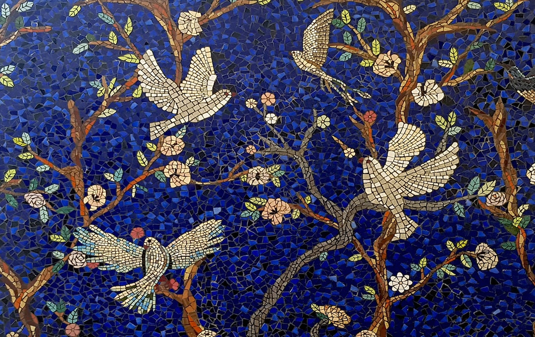 Birds in the Night Sky Mosaic Mosaic Art Kitchen Backsplash in Hand Cut ...