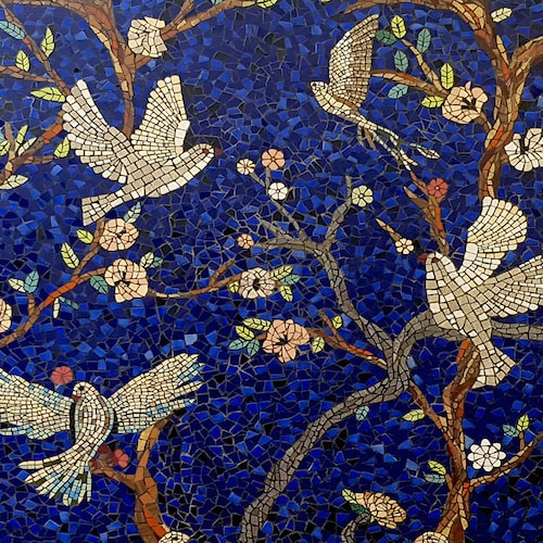 Birds in the Night Sky Mosaic Mosaic Art Kitchen Backsplash in - Etsy