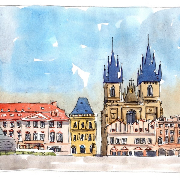 Watercolor of Prague - Etsy