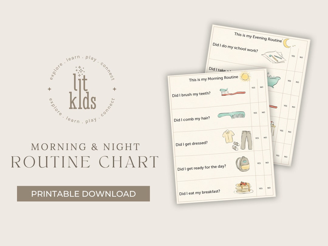 Kids' Morning and Night Routine Chart - Printable Learning Tool for ...
