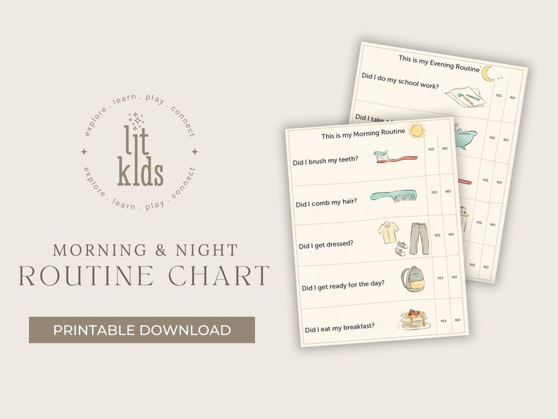 Kids' Morning and Night Routine Chart - Printable Learning Tool for ...