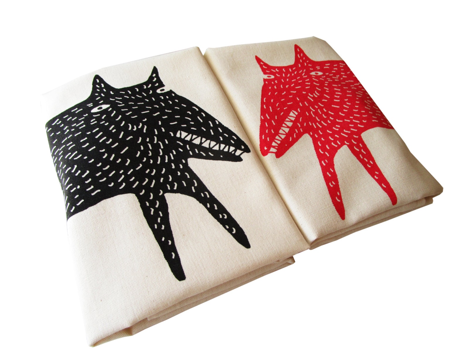 Fox and Wolf Dish Towel Dish Cloth Organic Cotton Tea - Etsy