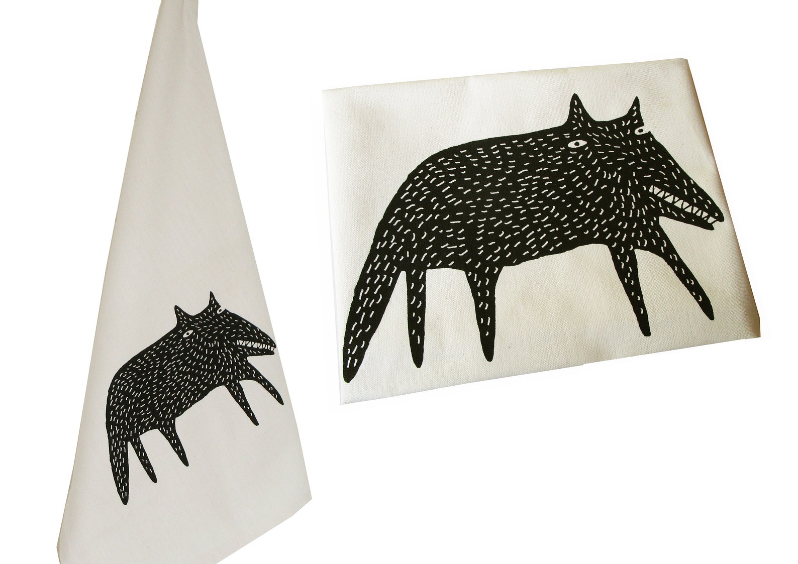 Fox and Wolf Dish Towel Dish Cloth Organic Cotton Tea - Etsy