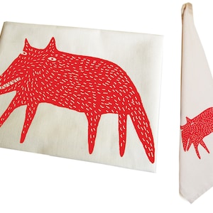 Fox and Wolf, Dish Towel, Dish Cloth, Organic Cotton, Tea Towel ...