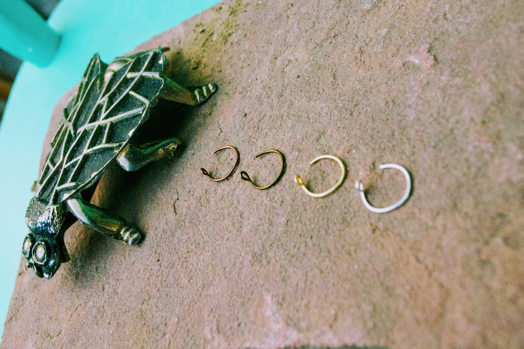 Feminine Nose Ring, Delicate Thread Through Nose Ring, Metal Choices ...