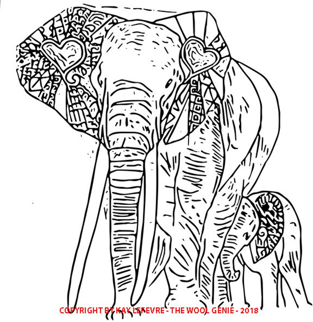 Elephant and Baby - Rug Hooking Pattern - Etsy