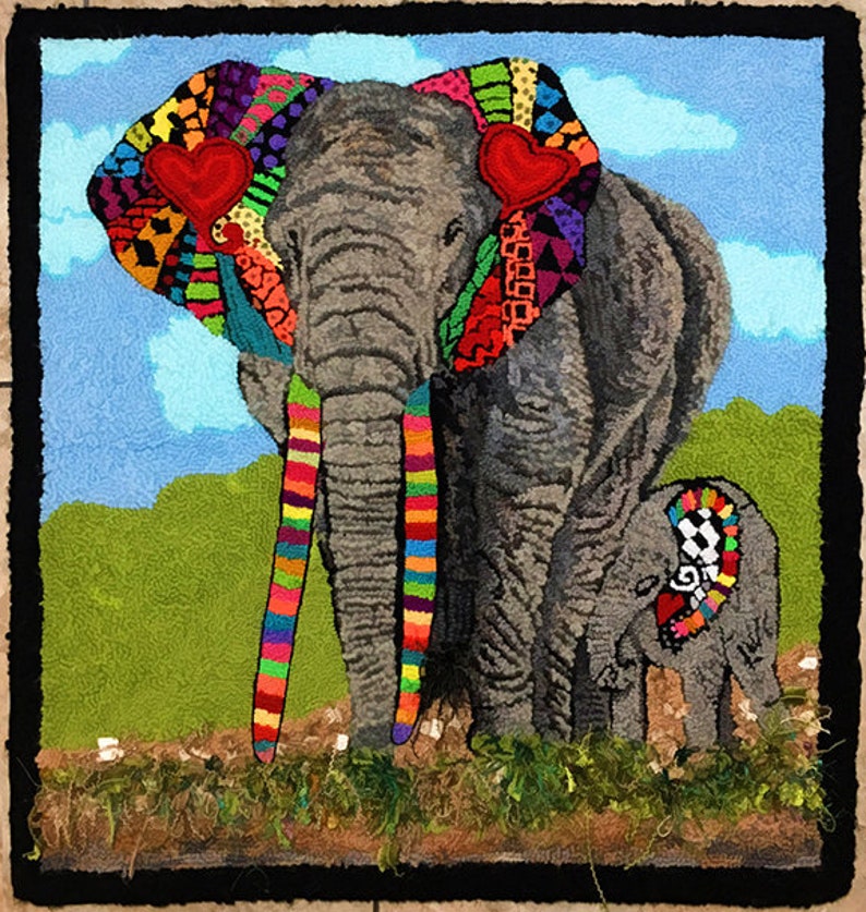 Elephant and Baby - Rug Hooking Pattern - Etsy