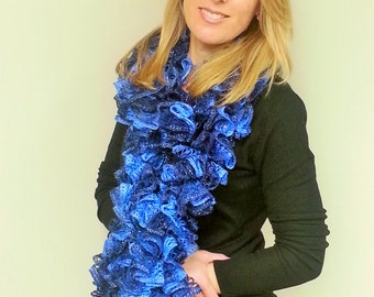 Blue Ruffle Scarf | Etsy