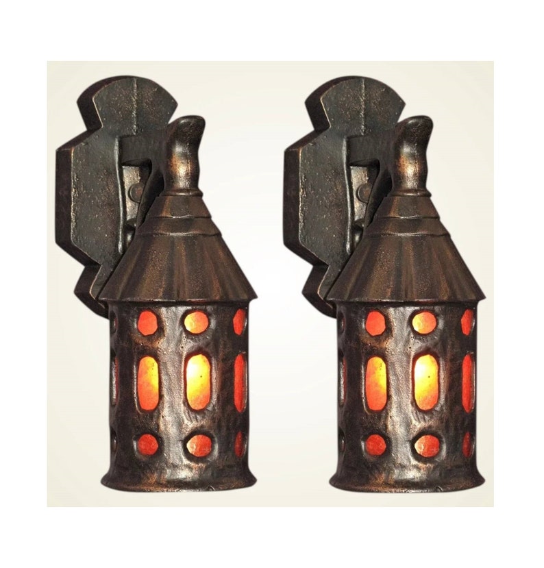 Pr Cast Iron Revival / Bungalow Porch Lights 11920s Vintagelights - Etsy