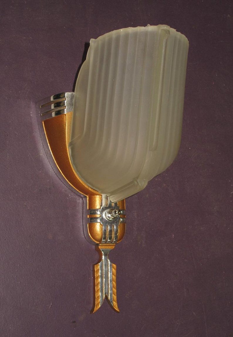 Vintage Streamline Moderne Art Deco Wall Sconce Lights C.1930s - Etsy
