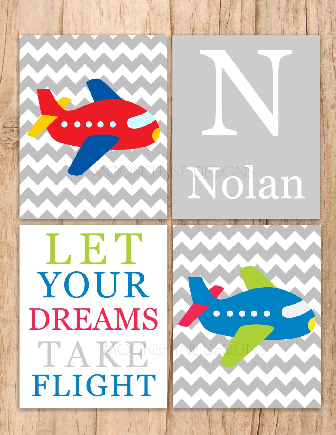 Airplane 4 Piece Wall Art Set .digital File PDF or JPEG File ...