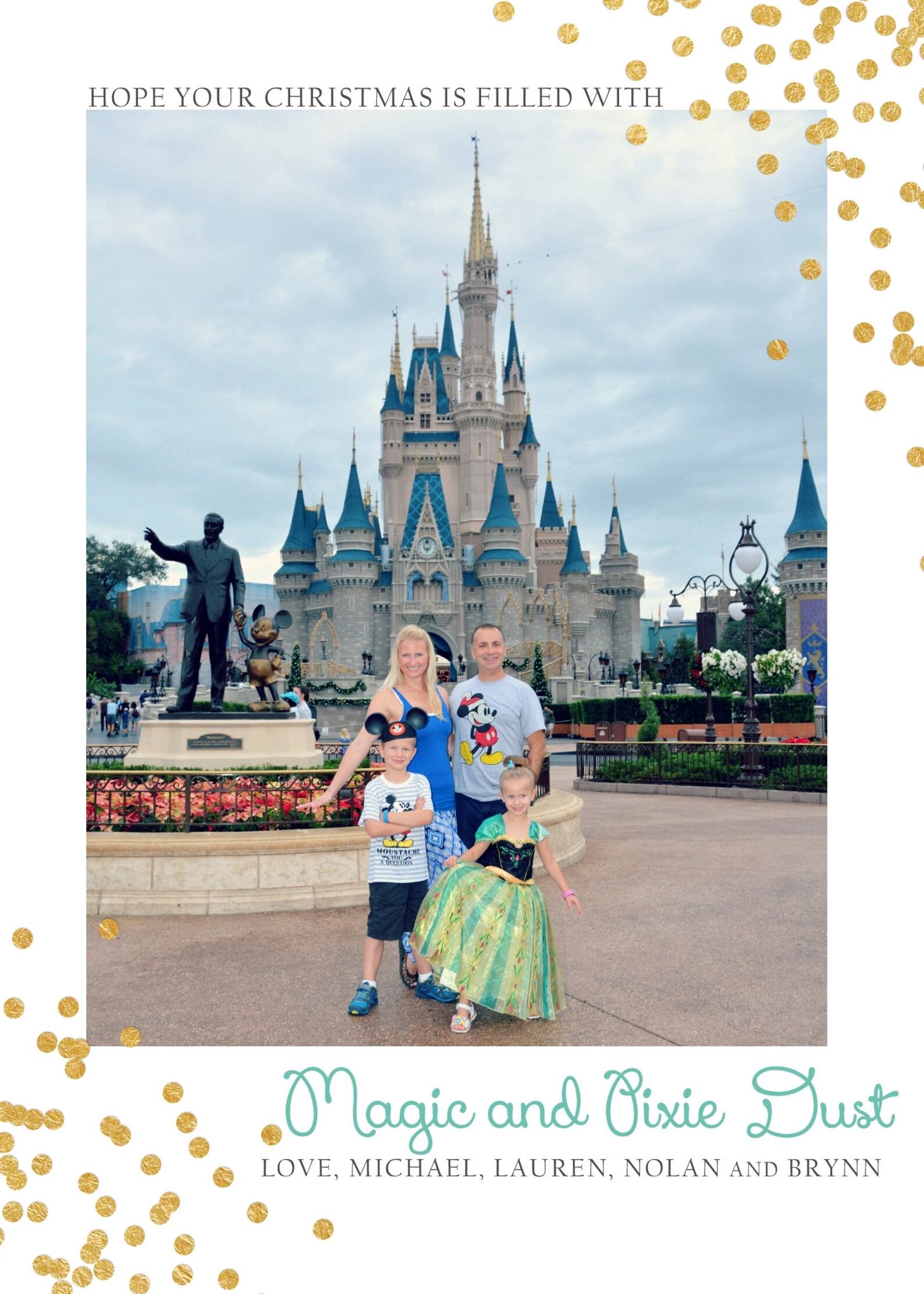 Magic and Pixie Dust Disney Christmas Card . Modern Holiday Card . Gold ...