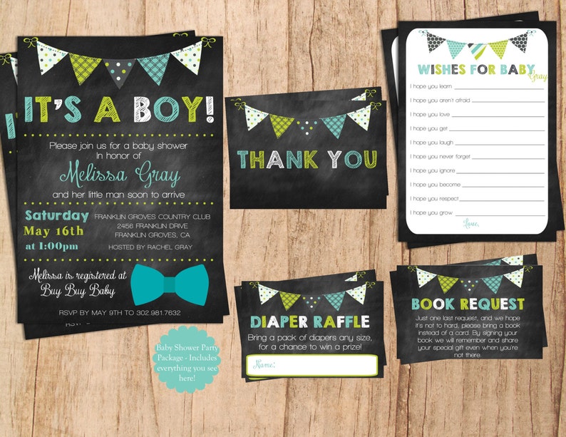 Boy Oh Boy Baby Shower Party Pack . Banner With Grey Blue Green Colors ...