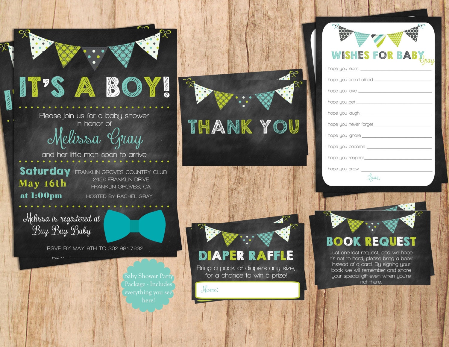 Boy Oh Boy Baby Shower Party Pack . Banner With Grey Blue | Etsy