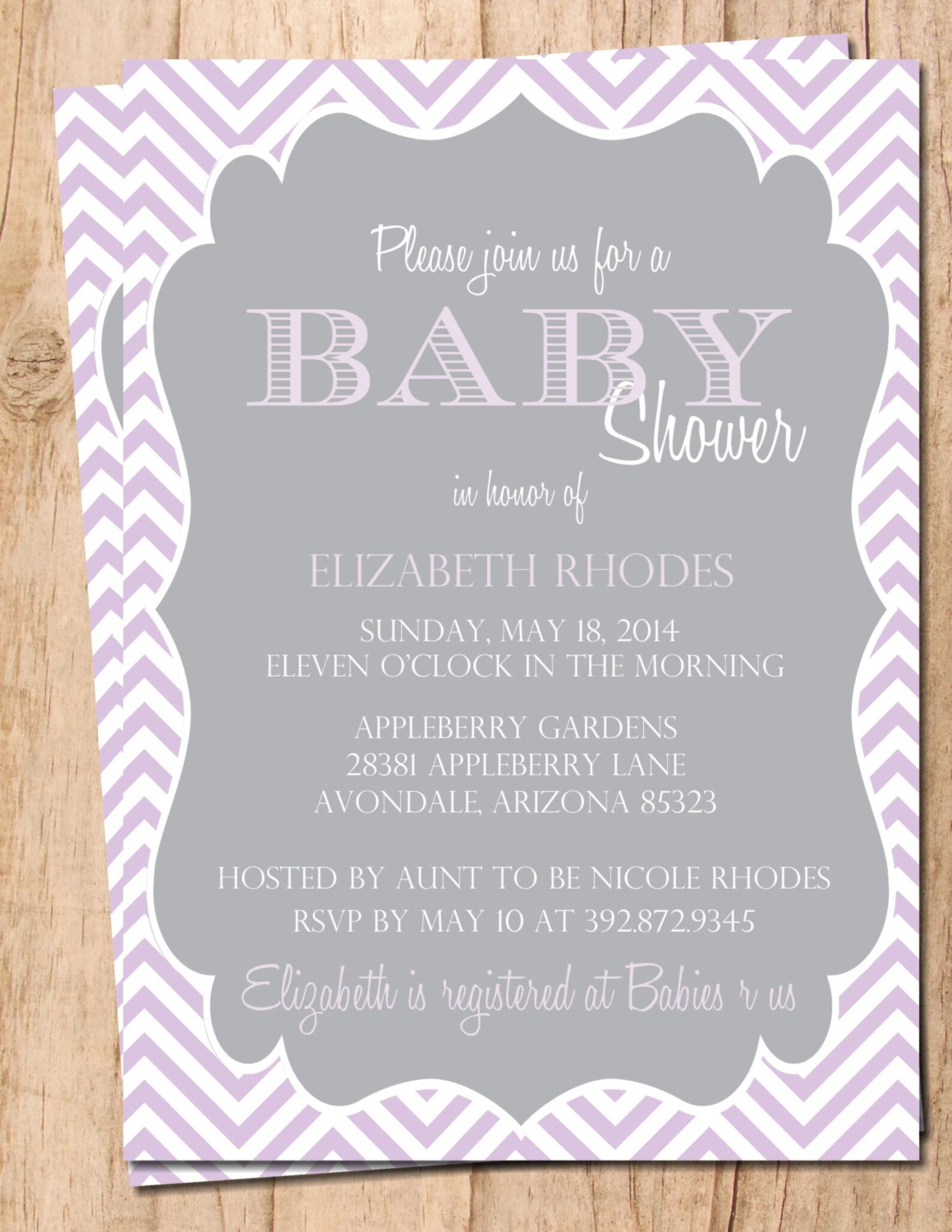 Girl Chevron Baby Shower Invitation . Printable Invitation . JPEG or ...