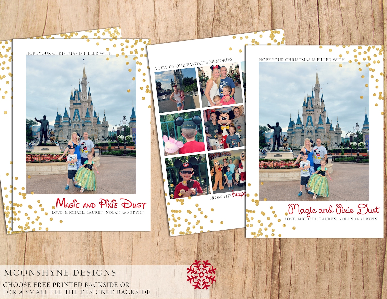 Magic and Pixie Dust Disney Christmas Card . Modern Holiday Card . Gold ...