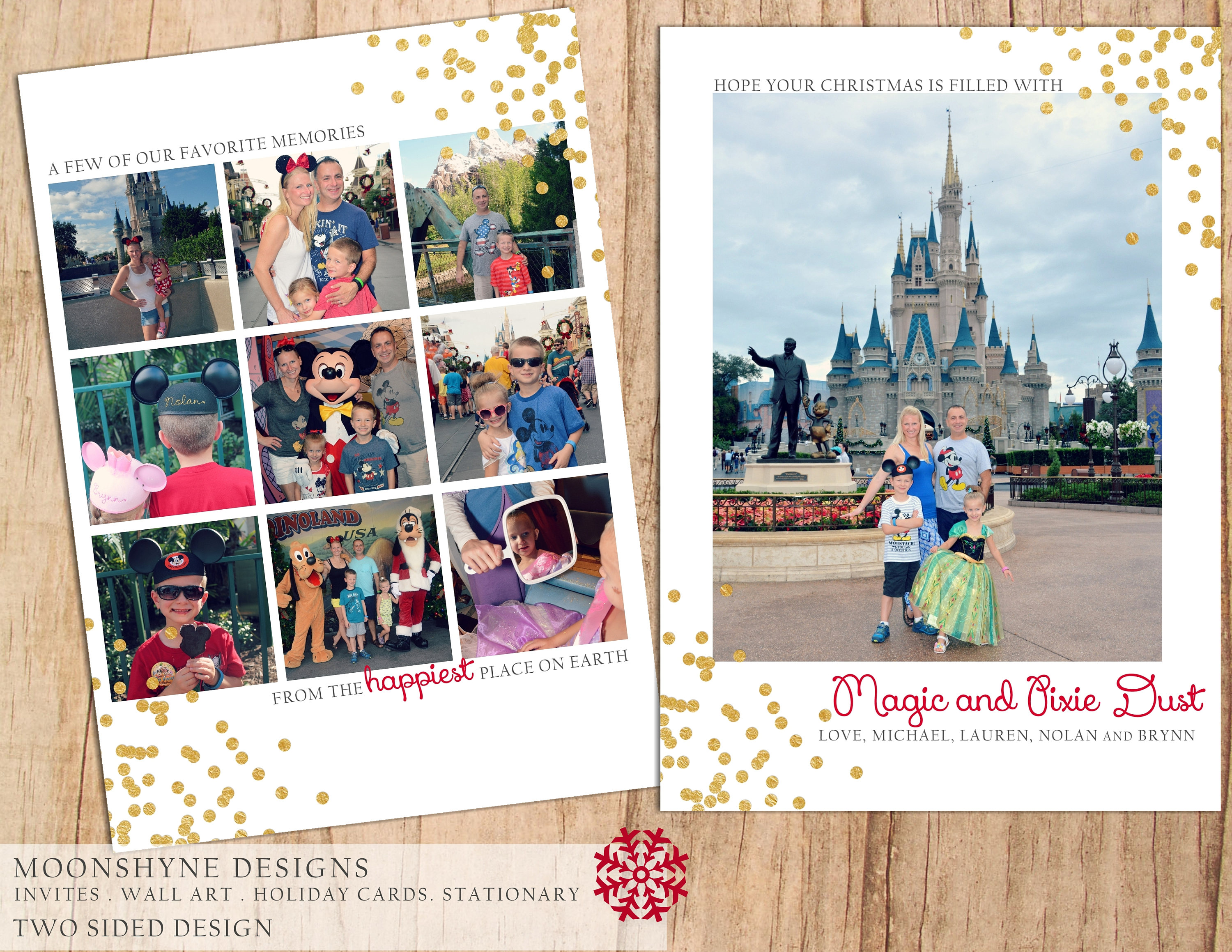 Magic and Pixie Dust Disney Christmas Card . Modern Holiday Card . Gold ...