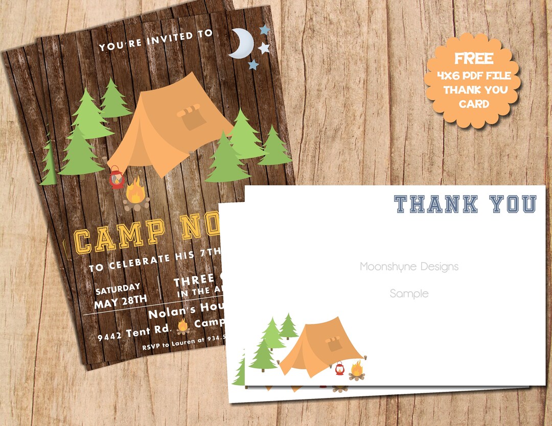 Modern Camping Birthday Invitation . Outdoor Birthday . JPEG or PDF ...