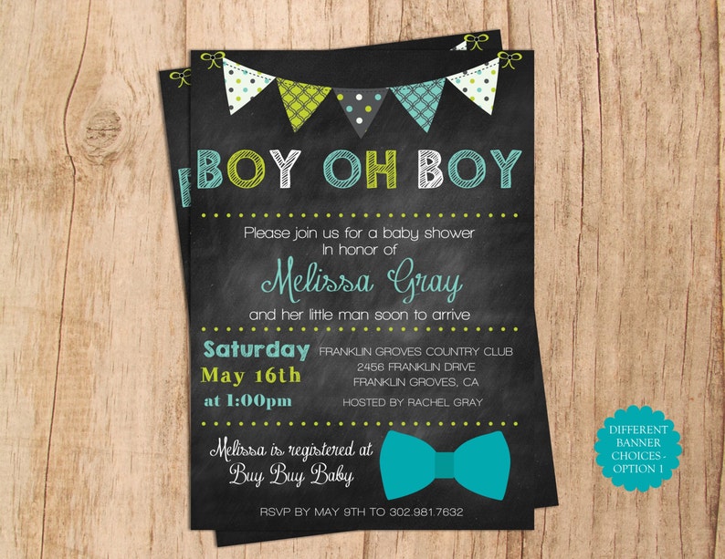 Boy Oh Boy Baby Shower Party Pack . Banner With Grey Blue Green Colors ...